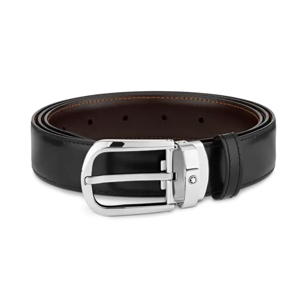 Montblanc 30 Mm Saffiano Printed Leather Belt - Black | Brown